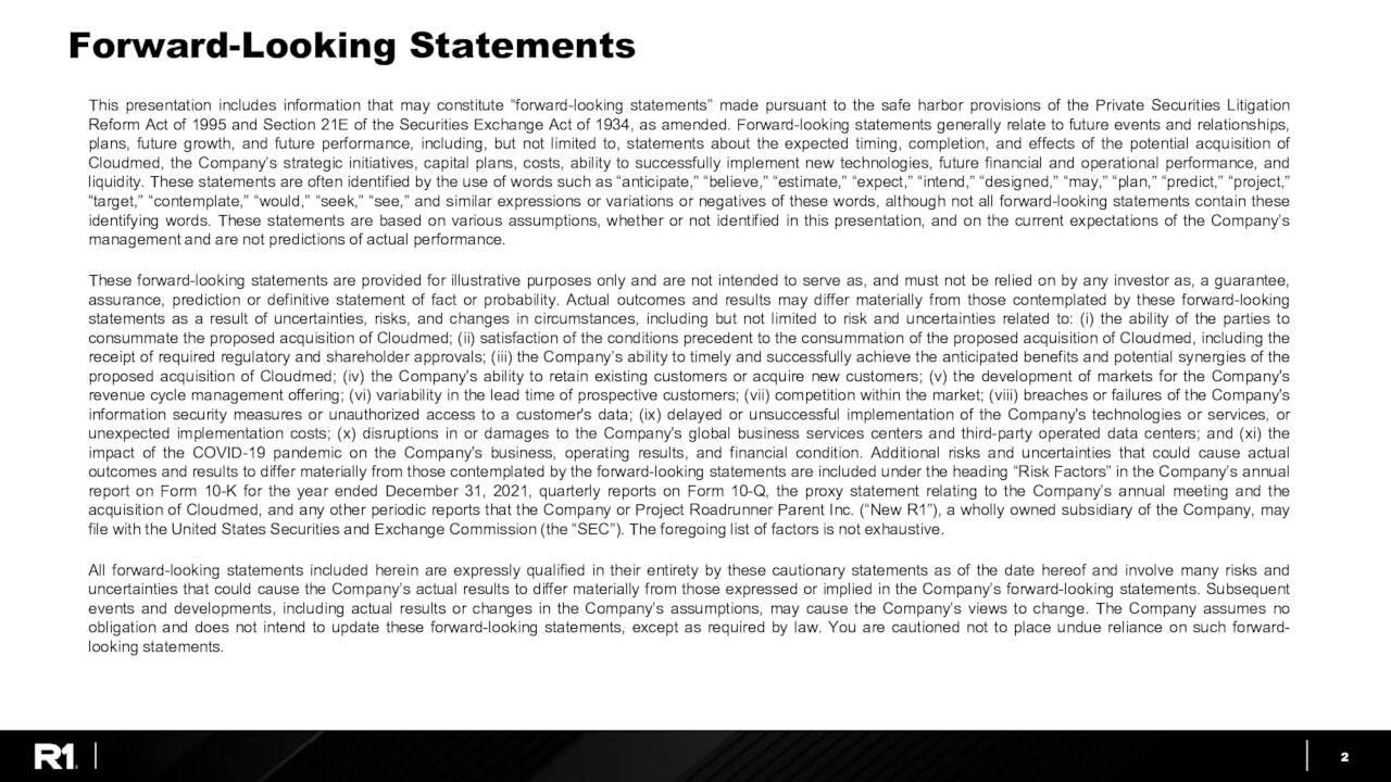 R1 RCM Inc. 2022 Q1 - Results - Earnings Call Presentation (NASDAQ:RCM-DEFUNCT-146793) | Seeking ...