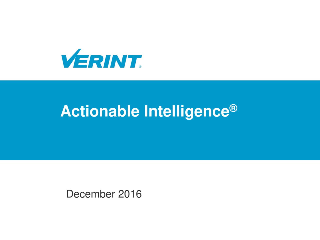 Verint Systems Inc. 2017 Q3 - Results - Earnings Call Slides (NASDAQ ...