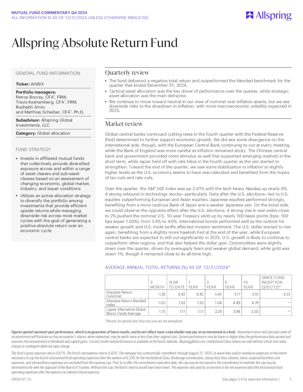 Allspring Absolute Return Fund Q4 2024 Commentary (WARAX) | Seeking Alpha