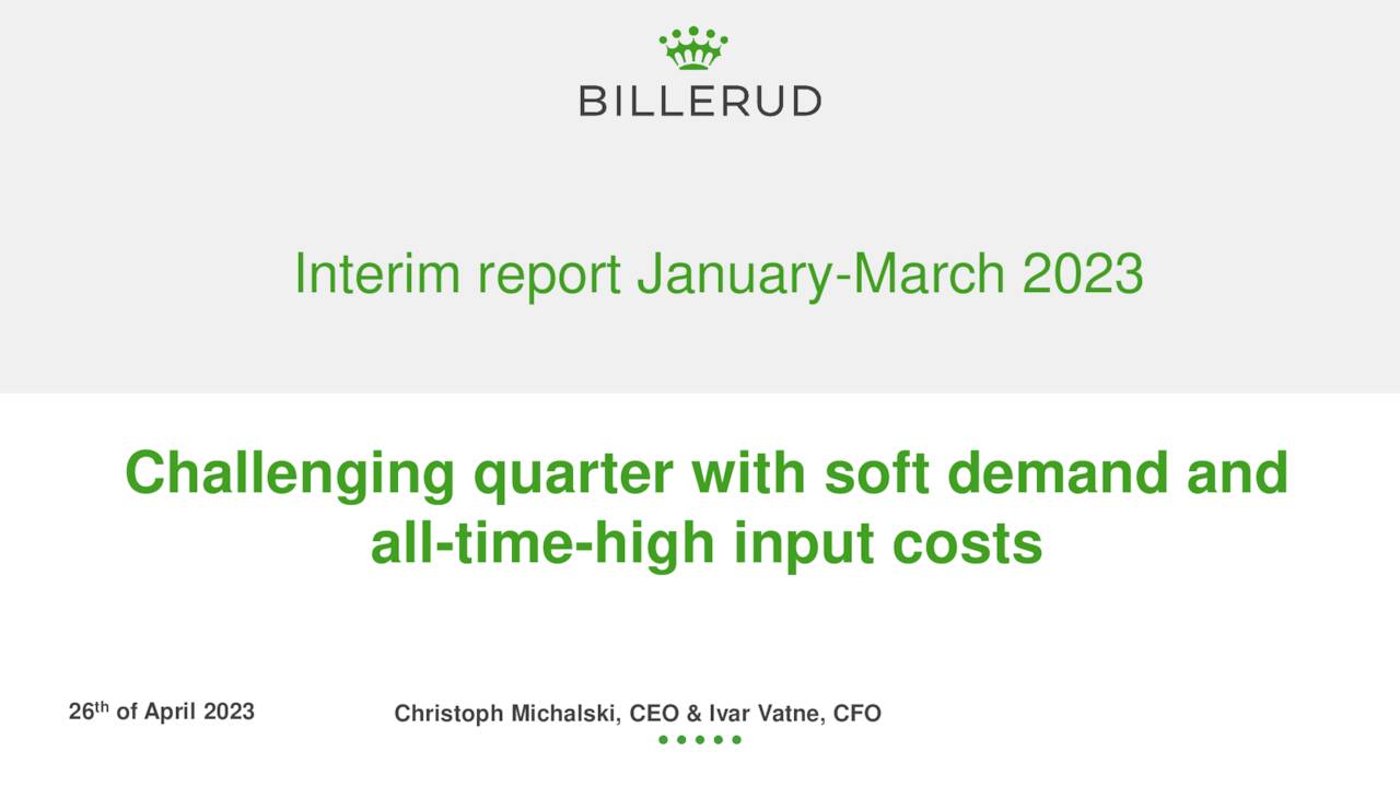 Billerud AB (publ) 2023 Q1 - Results - Earnings Call Presentation (OTCMKTS:BLRDY) | Seeking Alpha