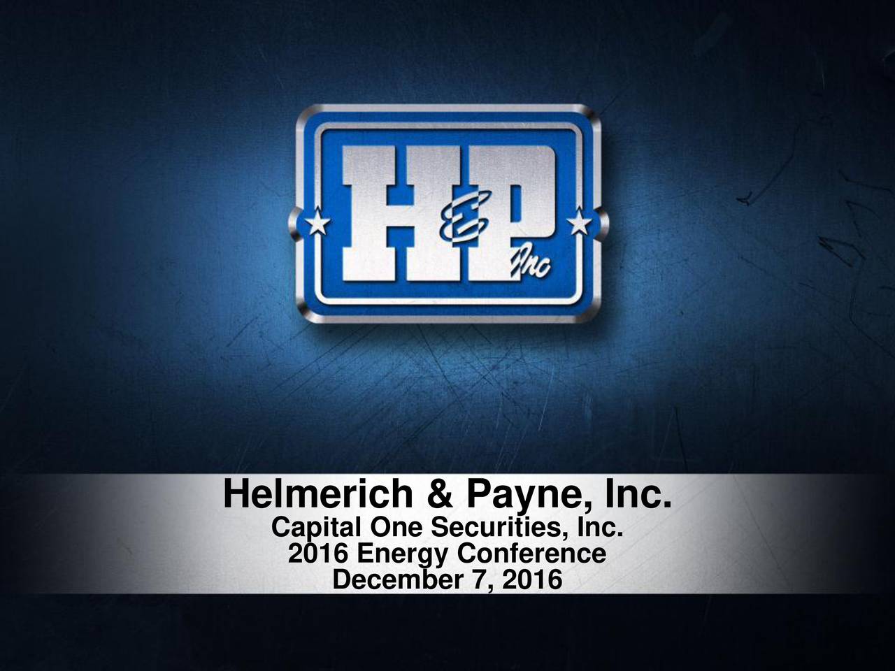 Helmerich & Payne (HP) presents at Capital One Annual Energy conference (NYSE:HP) | Seeking Alpha