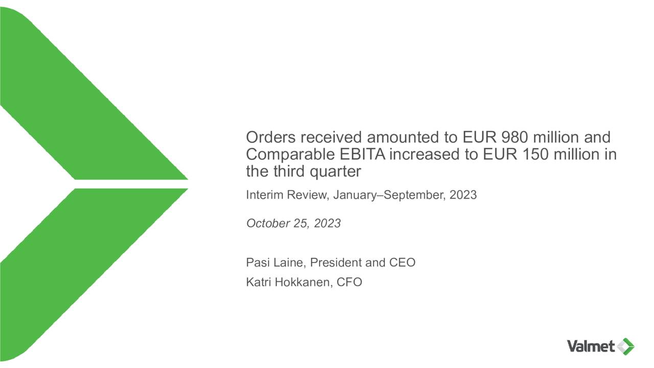 Valmet Oyj 2023 Q3 - Results - Earnings Call Presentation (OTCMKTS:VOYJF) | Seeking Alpha