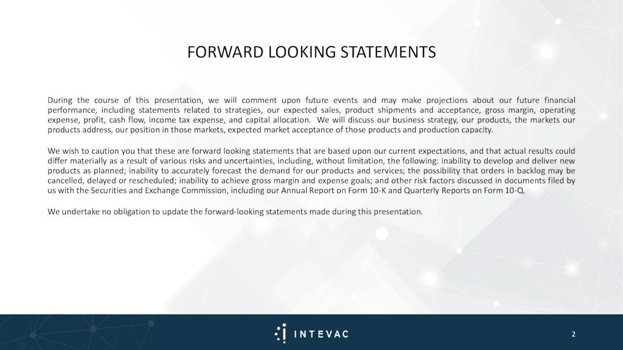 Intevac, Inc. 2022 Q3 - Results - Earnings Call Presentation (NASDAQ ...