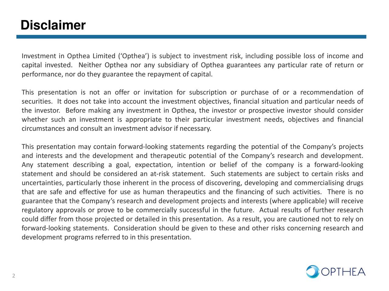Opthea Limited ADR (CKDXY) OPT-302: Phase 1/2A wet AMD Trial Update ...