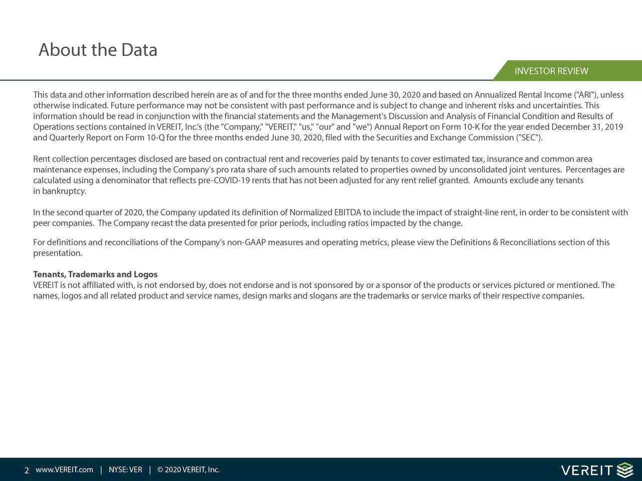 VEREIT, Inc. 2020 Q2 - Results - Earnings Call Presentation (NYSE:O ...