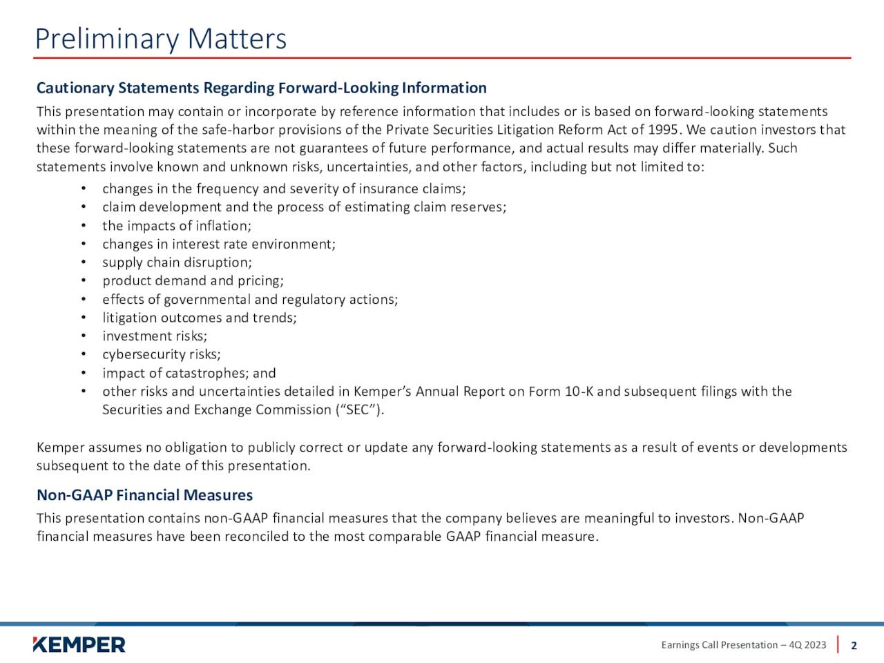 Kemper Corporation 2023 Q4 - Results - Earnings Call Presentation (NYSE:KMPR) | Seeking Alpha