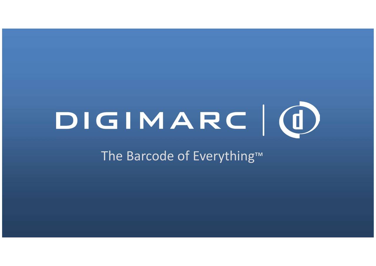 Digimarc Corporation (DMRC) Investor Presentation - Slideshow (NASDAQ ...