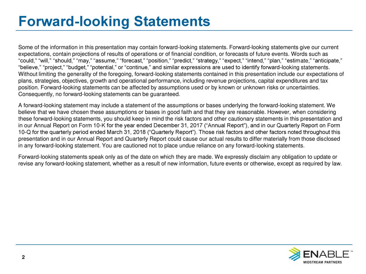 Enable Midstream Partners LP 2018 Q3 - Results - Earnings Call Slides ...