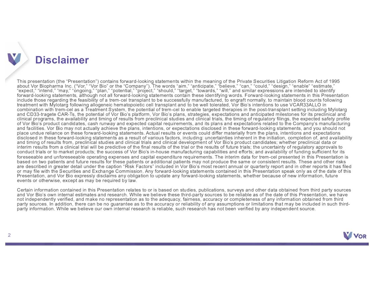 Vor Biopharma (VOR) Investor Presentation - Slideshow (NASDAQ:VOR ... Vor Biopharma (VOR) Investor Presentation - Slideshow (NASDAQ:VOR ...