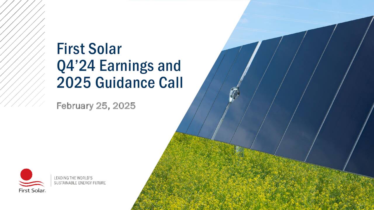 First Solar, Inc. 2024 Q4 - Results - Earnings Call Presentation ...