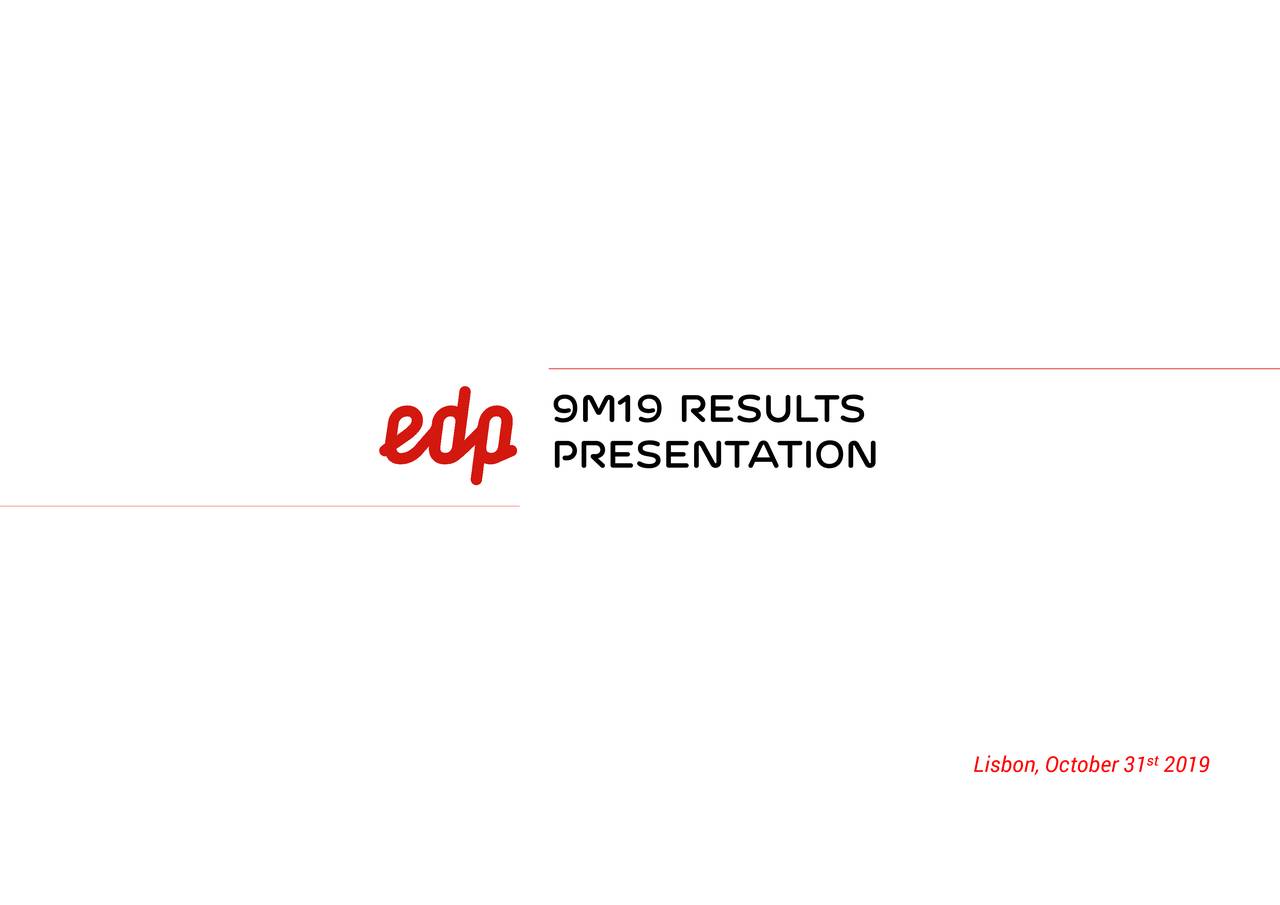 EDP Energias De Portugal SA 2019 Q3 - Results - Earnings Call ...