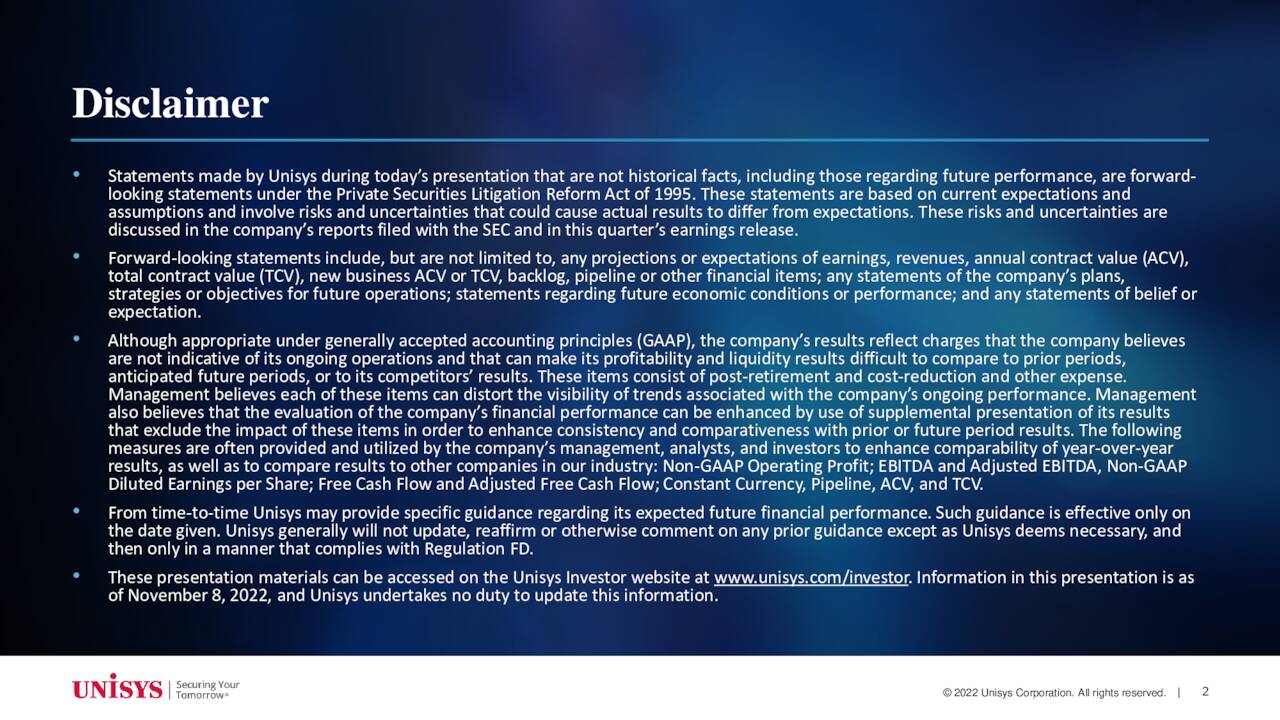 Unisys Corporation 2022 Q3 - Results - Earnings Call Presentation (NYSE:UIS) | Seeking Alpha