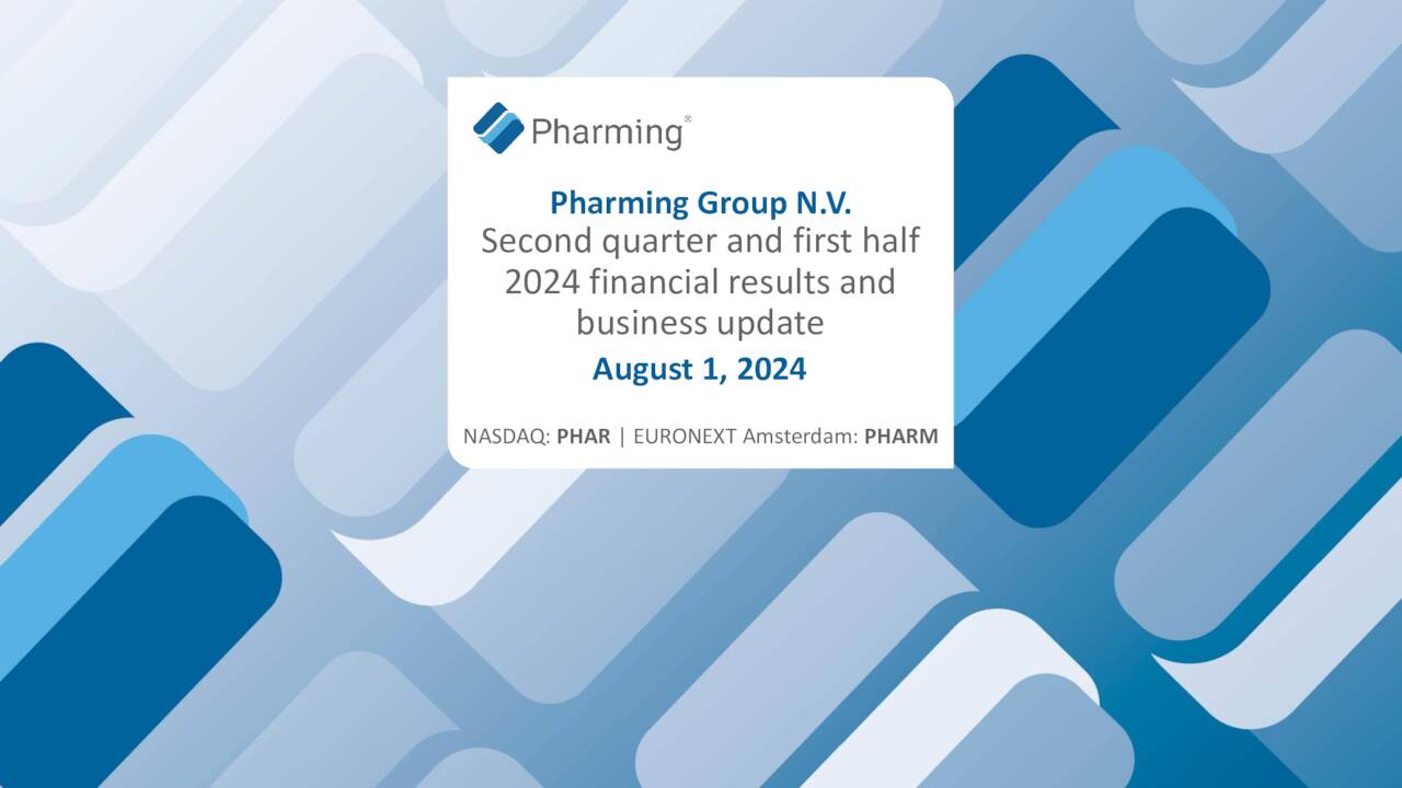 Pharming Group N.V. 2024 Q2 - Results - Earnings Call Presentation (NASDAQ:PHAR) | Seeking Alpha
