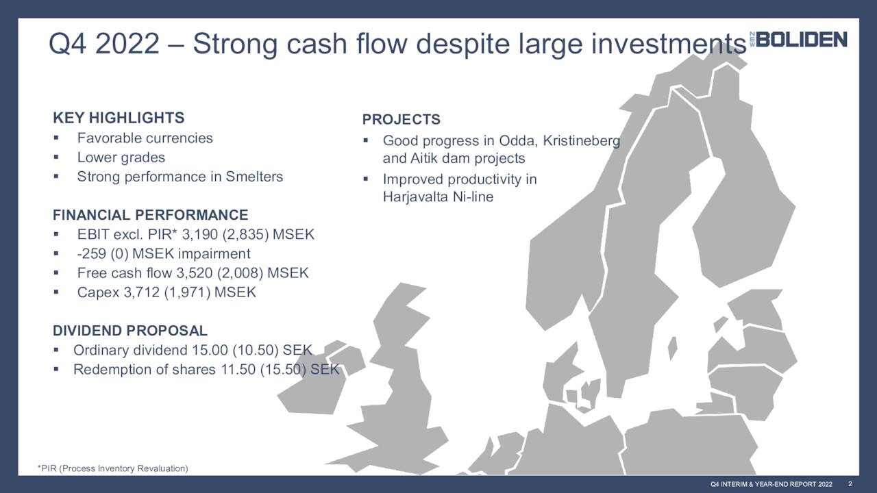 Boliden AB (publ) 2022 Q4 - Results - Earnings Call Presentation (OTCMKTS:BDNNY) | Seeking Alpha