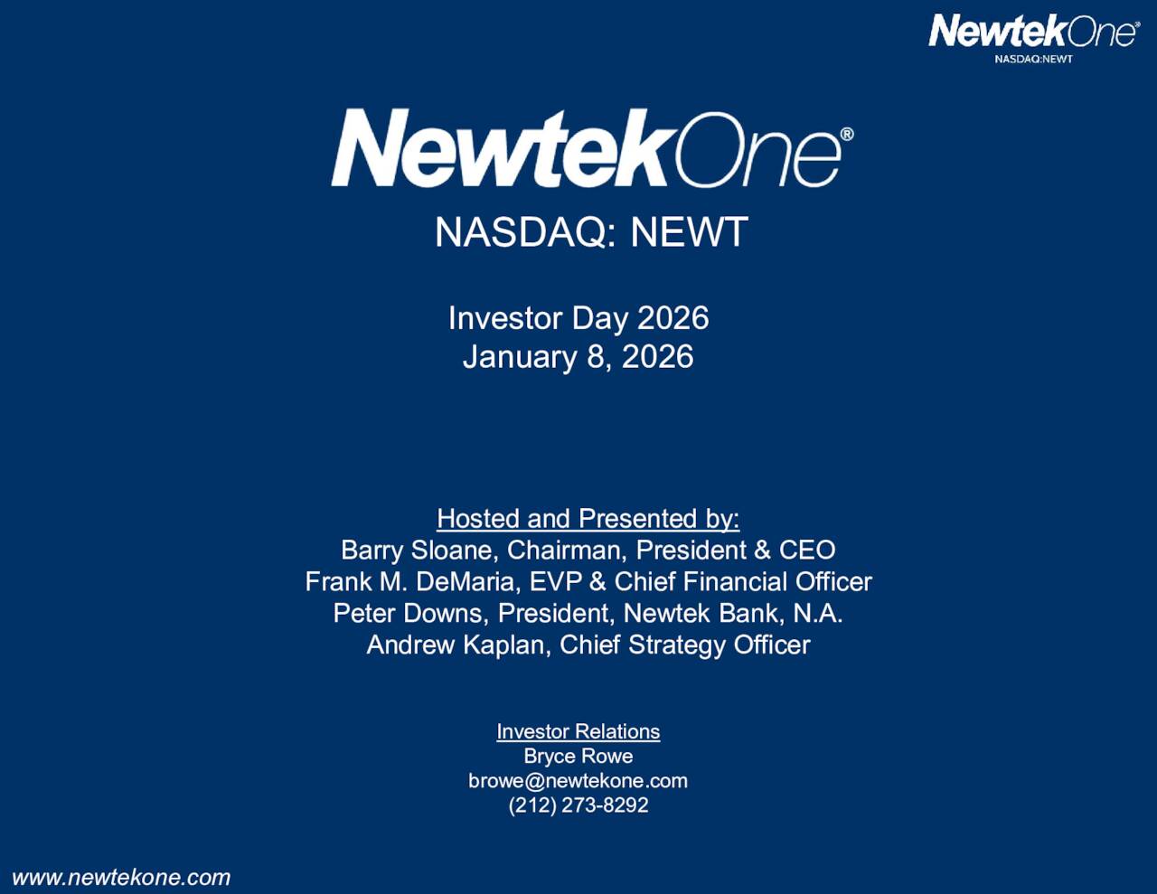 NewtekOne, Inc. (NEWT) Analyst/Investor Day - Slideshow (NASDAQ:NEWT ...