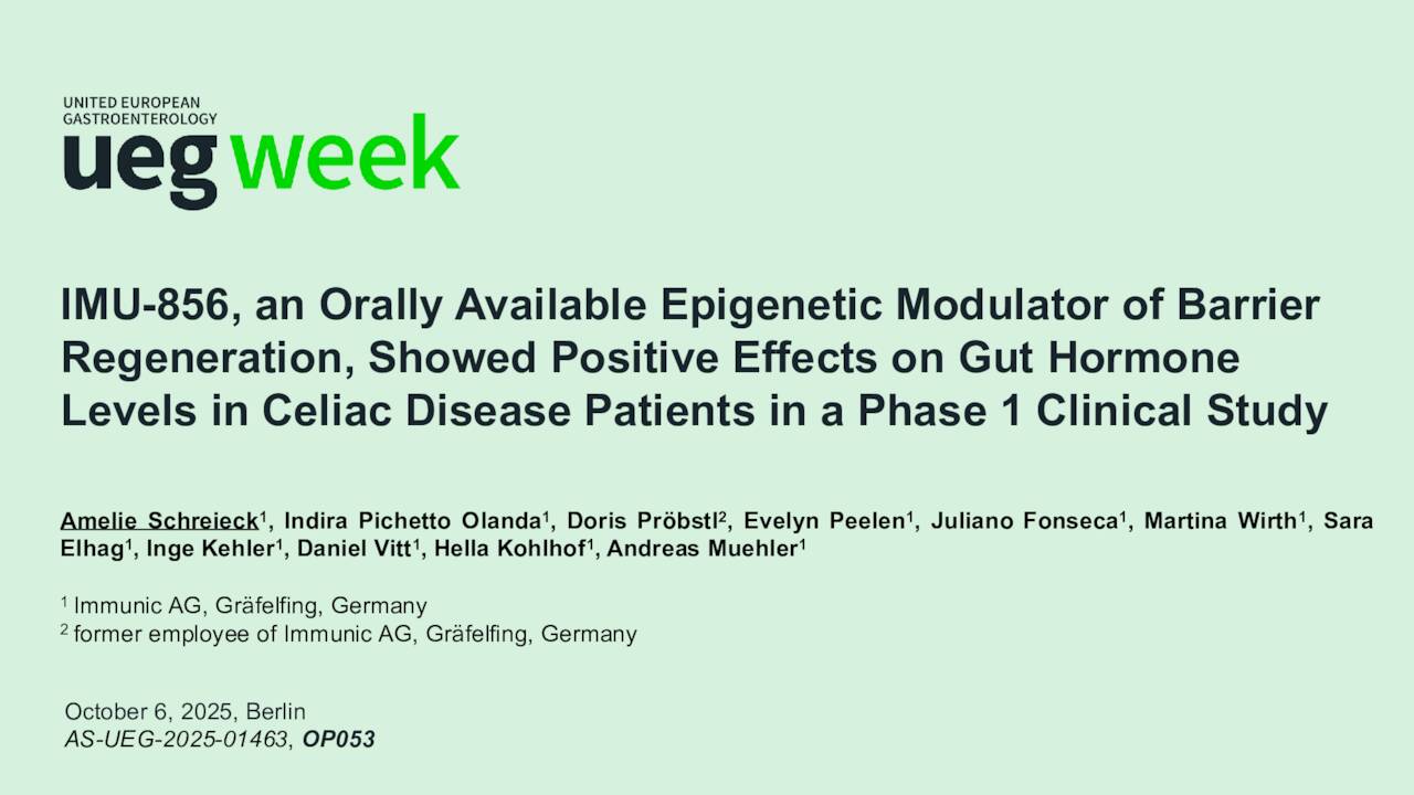 Immunic, Inc. (IMUX) Presents at The United European Gastroenterology (UEG) Congress UEG Week ...