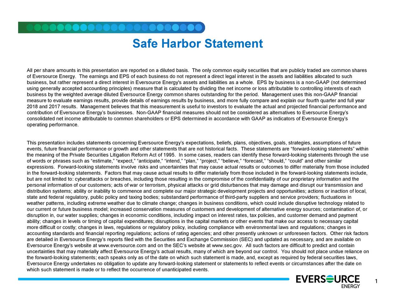 Eversource Energy 2018 Q4 - Results - Earnings Call Slides (NYSE:ES) | Seeking Alpha