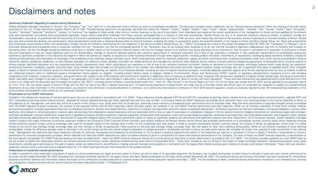 Amcor plc 2026 Q1 - Results - Earnings Call Presentation (NYSE:AMCR) 2025-11-05 | Seeking Alpha