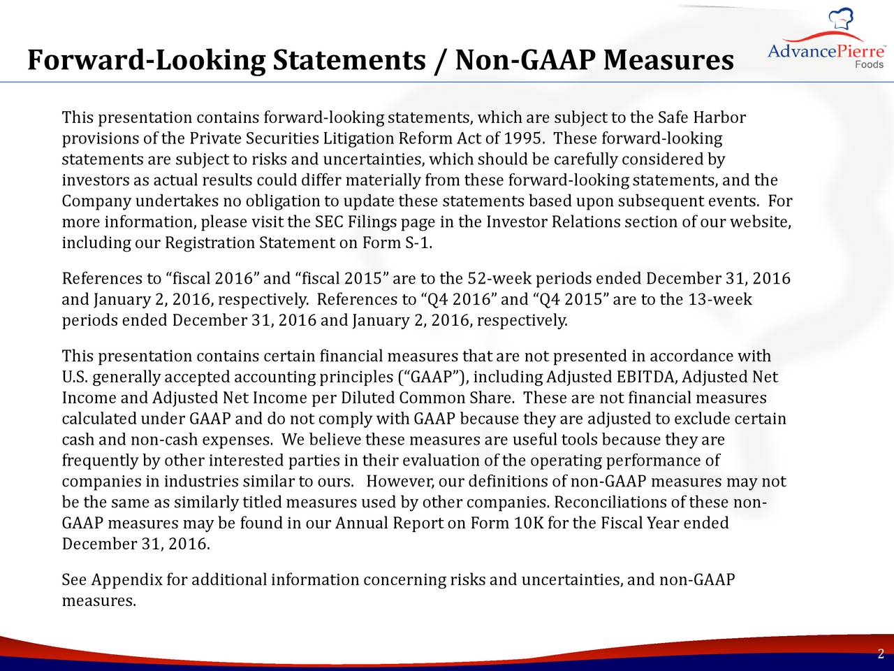 AdvancePierre Foods Holdings 2016 Q4 - Results - Earnings Call Slides ...