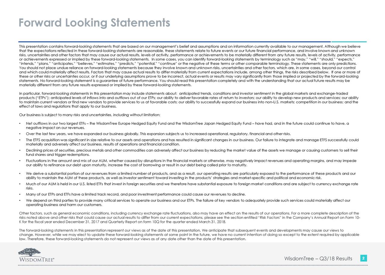 WisdomTree Investments, Inc. 2018 Q3 - Results - Earnings Call Slides ...