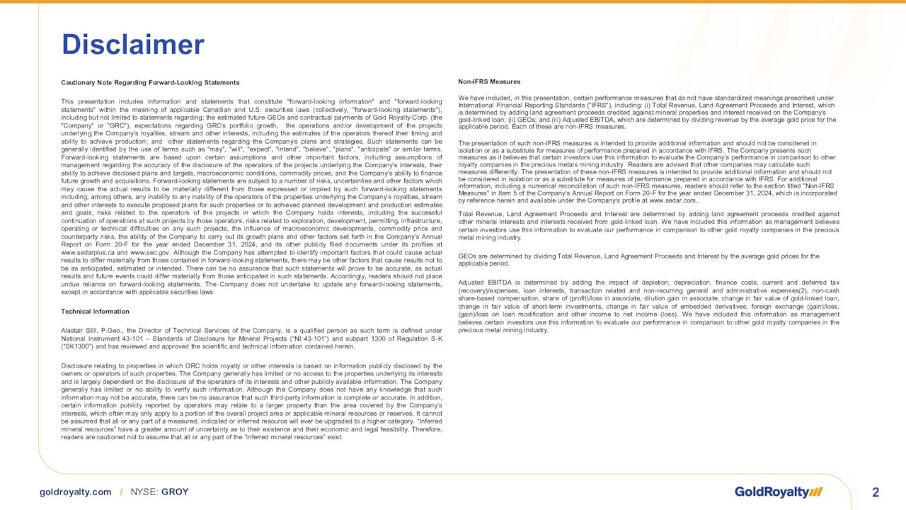 Gold Royalty Corp. 2025 Q3 - Results - Earnings Call Presentation (NYSE ...