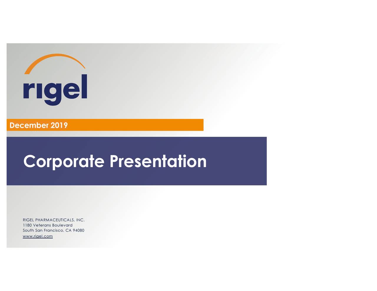Rigel Pharmaceuticals (RIGL) Investor Presentation - Slideshow (NASDAQ ...