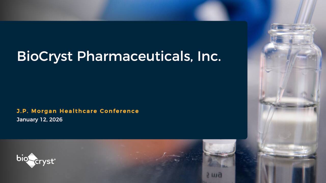 44th Annual J.P. Morgan Healthcare Conference (NASDAQ:BCRX) 2026-01-12 ...