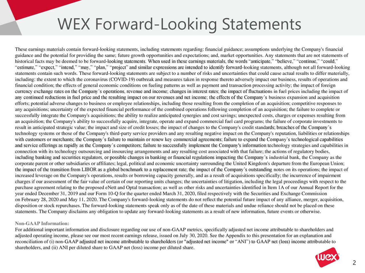 WEX Inc. 2020 Q2 - Results - Earnings Call Presentation (NYSE:WEX) | Seeking Alpha