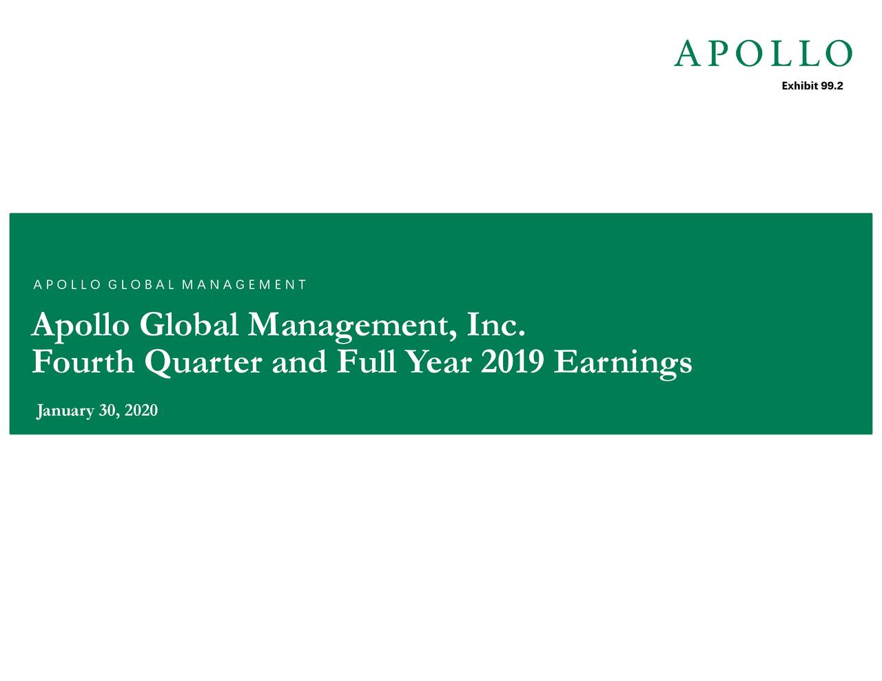 Apollo Global Management, Inc. 2019 Q4 - Results - Earnings Call ...