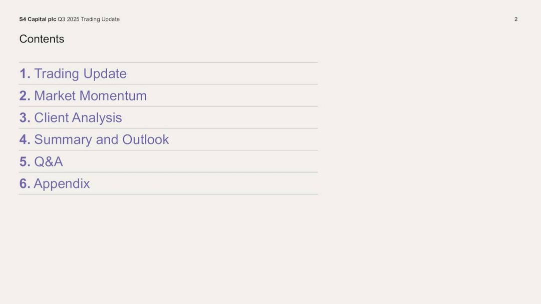 S4 Capital plc (SFCAY) Q3 2025 Sales/ Trading Statement Call ...