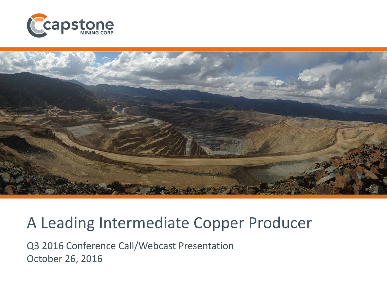 Capstone Mining Corp. 2016 Q3 - Results - Earnings Call Slides (OTCMKTS ...